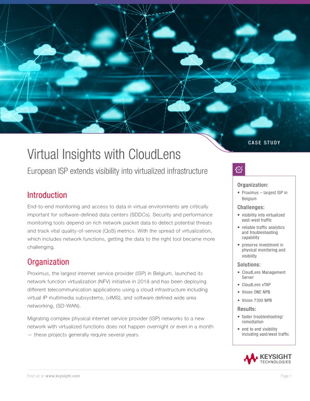 Virtual Insights with CloudLens PDF Asset Page | Keysight